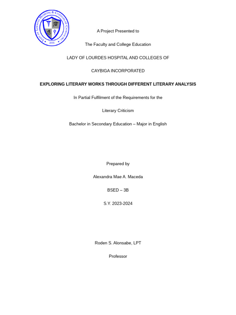 LITERARY PROJECT | PDF