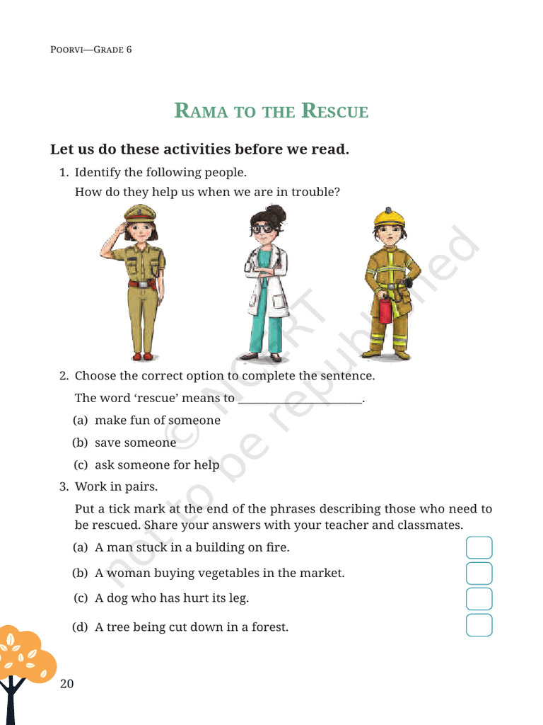 Cbse Class 6 English Book Poorvi A Rama To The Rescue PDF Download ...
