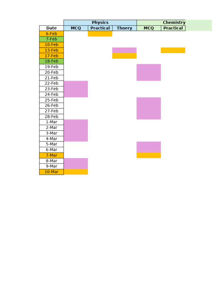 Exam Schedule (1) (Version 1) .XLSB | PDF