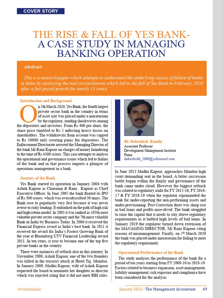 Yes Bank: A Case Study of Failure | PDF | Banks | Loans