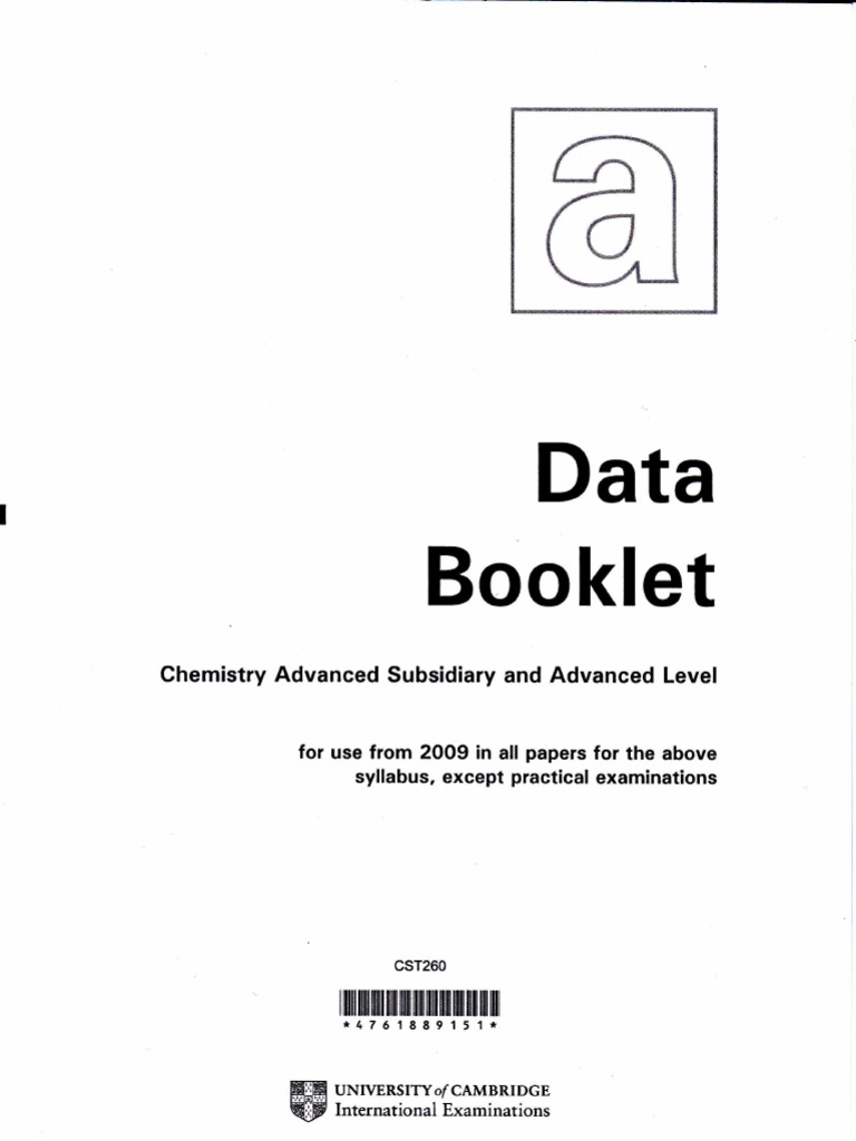 A Level Chemistry Data Booklet 2009 | PDF | Nature