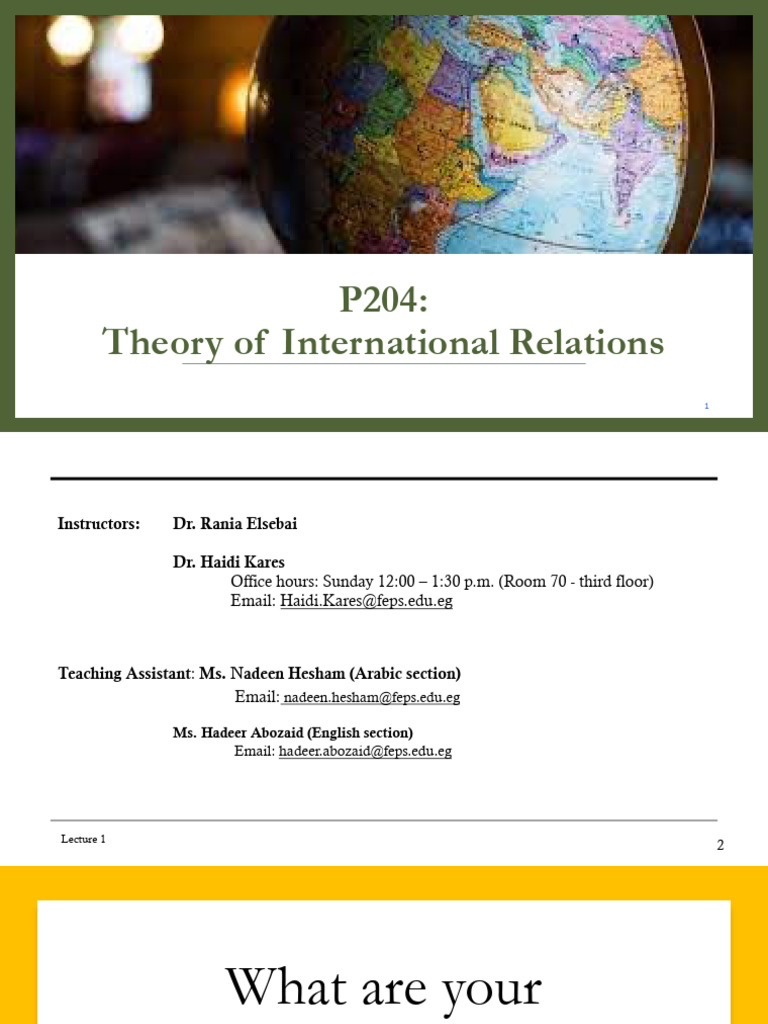 Lec.1 IR as a Field of Study | PDF | International Relations | Political Science