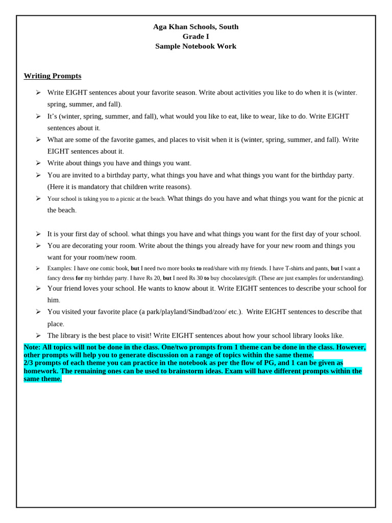 Grade 1 Writing Prompts and Activities | PDF