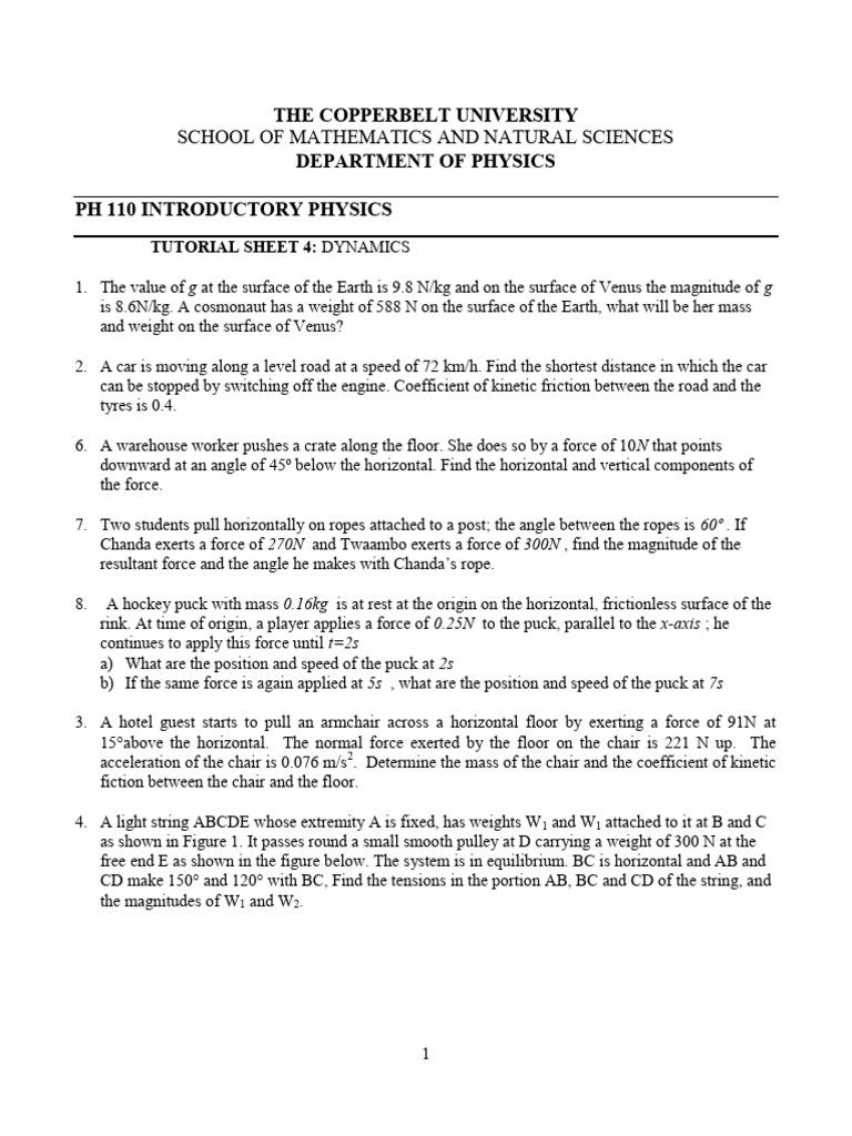 Tutorial 4 Dynamics | PDF | Force | Friction