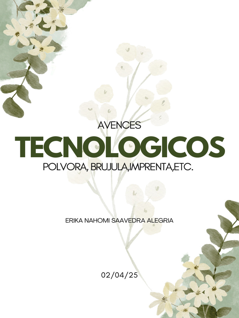 Documento A4 Portada de Proyecto Sencillo Floral Verde - 20250401 ...