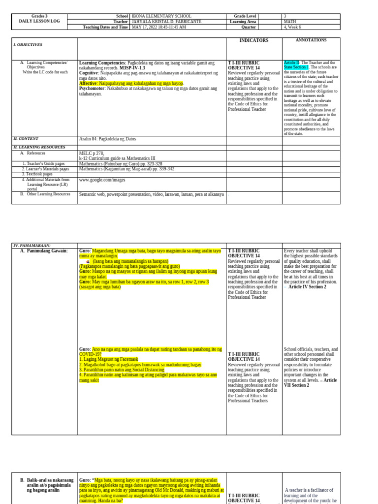 Cot 2 Math Jha - Final Objective 14 | PDF