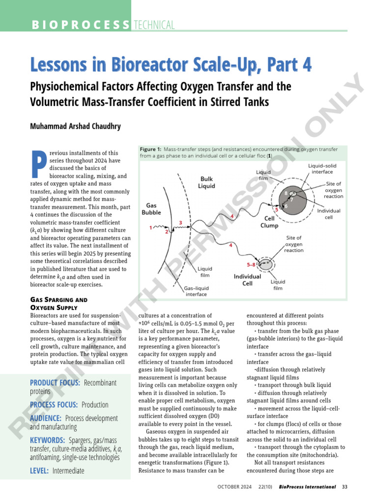 Lessons in Bioreactor Scal-Up P4 | PDF | Liquids | Gases