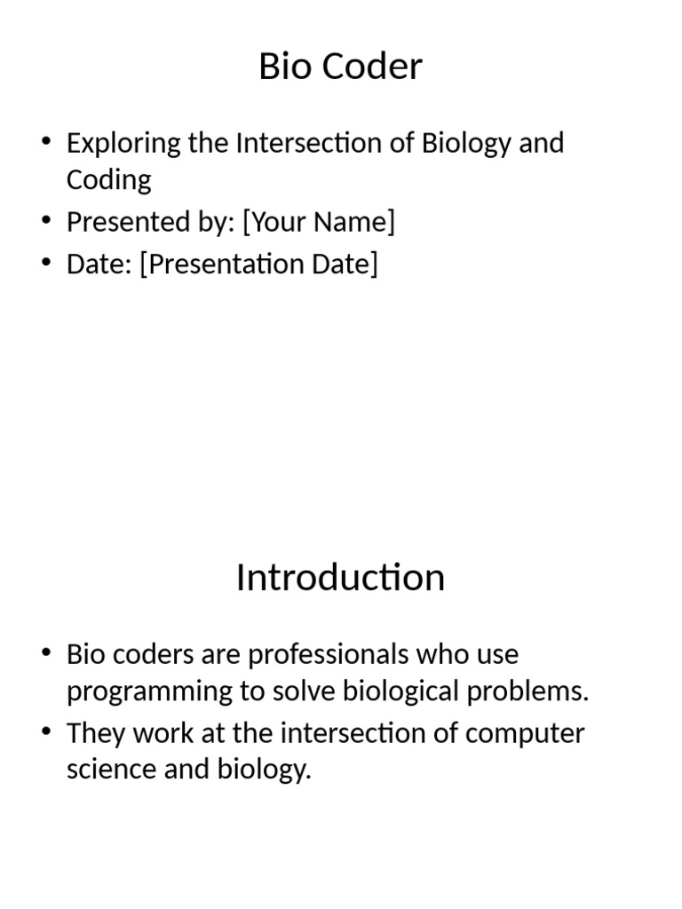 Bio Coder Presentation | PDF