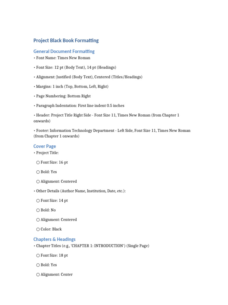 Project Black Book Formatting | PDF