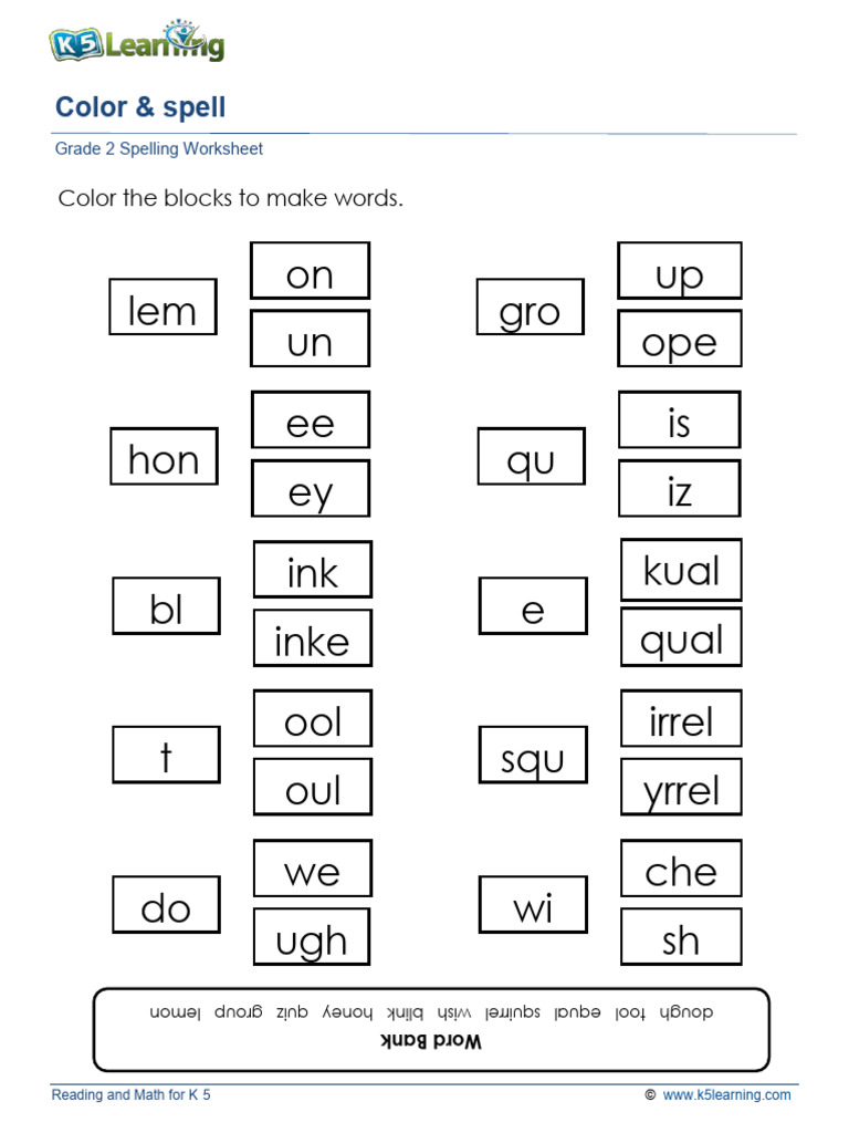 Grade 2 Color Spell Words Nuc | PDF
