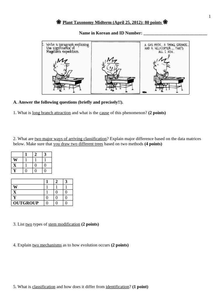 Plant Taxonomy Midterm Exam Guide | PDF | Flowers | Plants