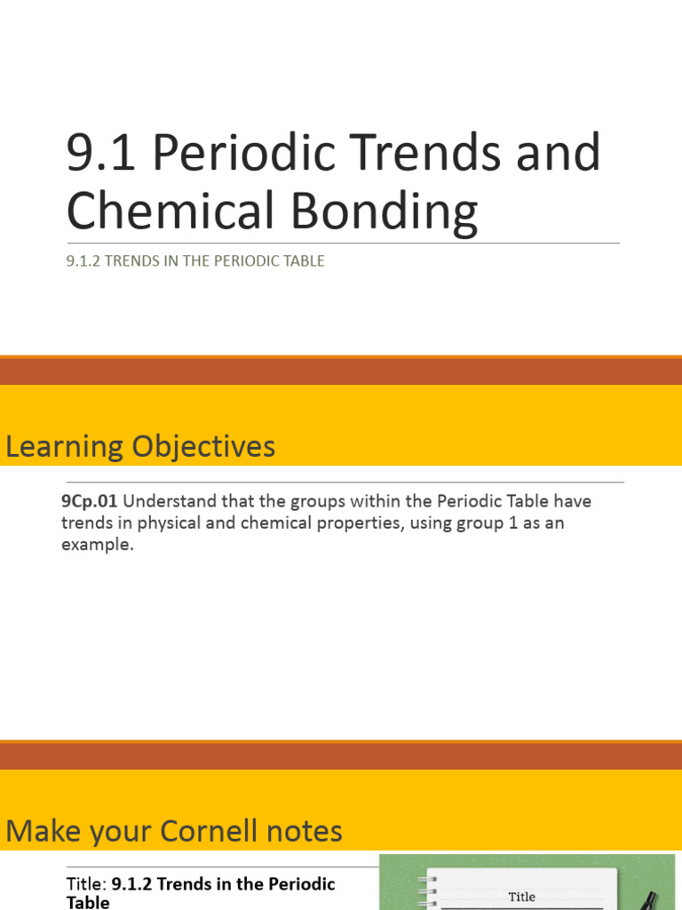 9.1.2 Trends in The Periodic Table | PDF | Chemical Elements | Periodic ...