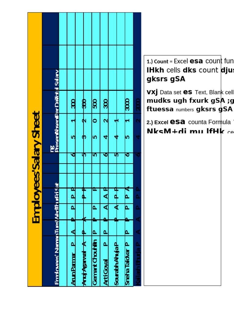 Count, Counta, Countblank Practice File Tamplate | PDF