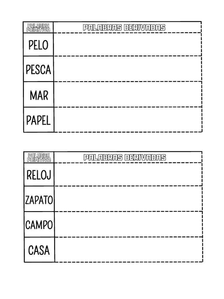 Famlia de Palabras Ficha Interactiva Libreta | PDF