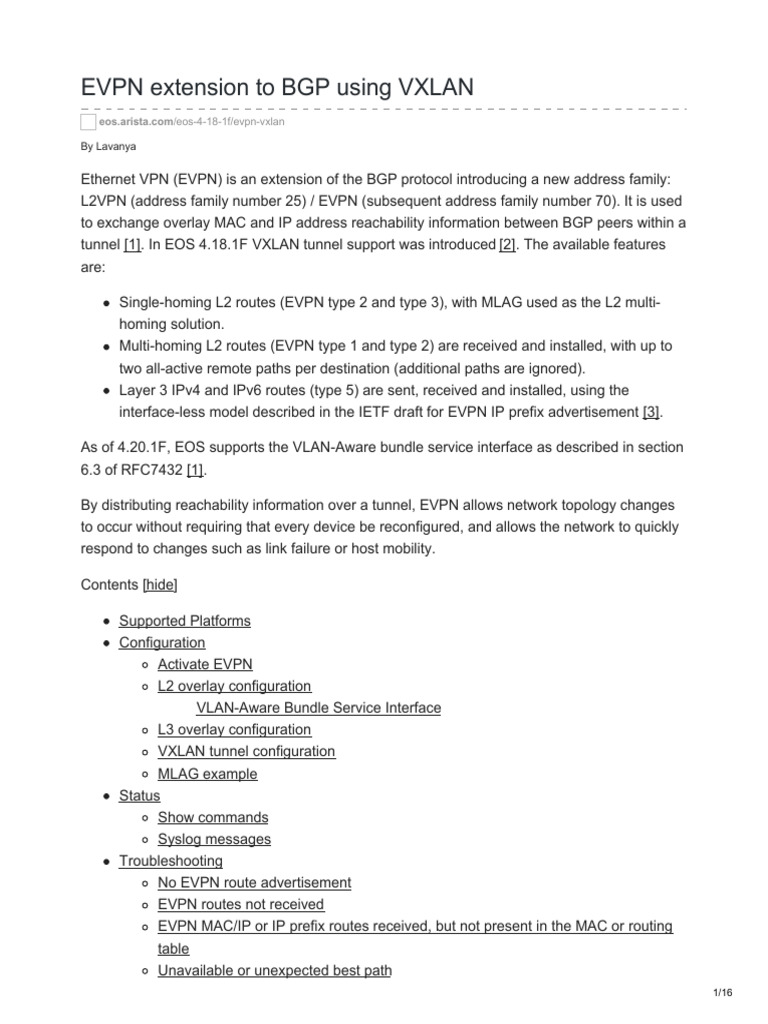 Arista EVPN VXLAN Configuration Guide | PDF | Ip Address | Internet ...