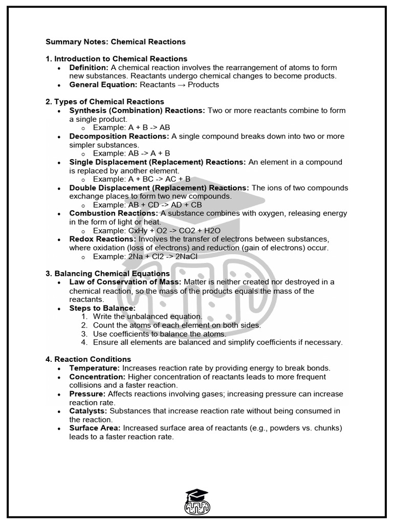 Overview of Chemical Reactions | PDF | Chemical Reactions | Reaction Rate