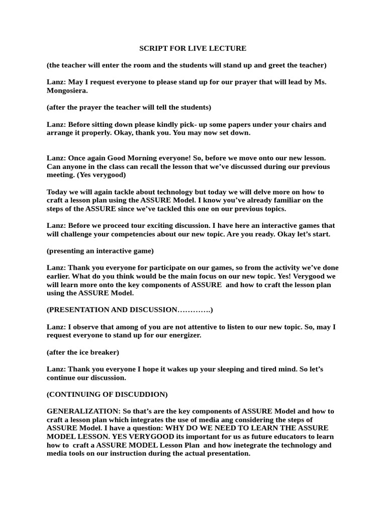 Script For Live Lecture | PDF