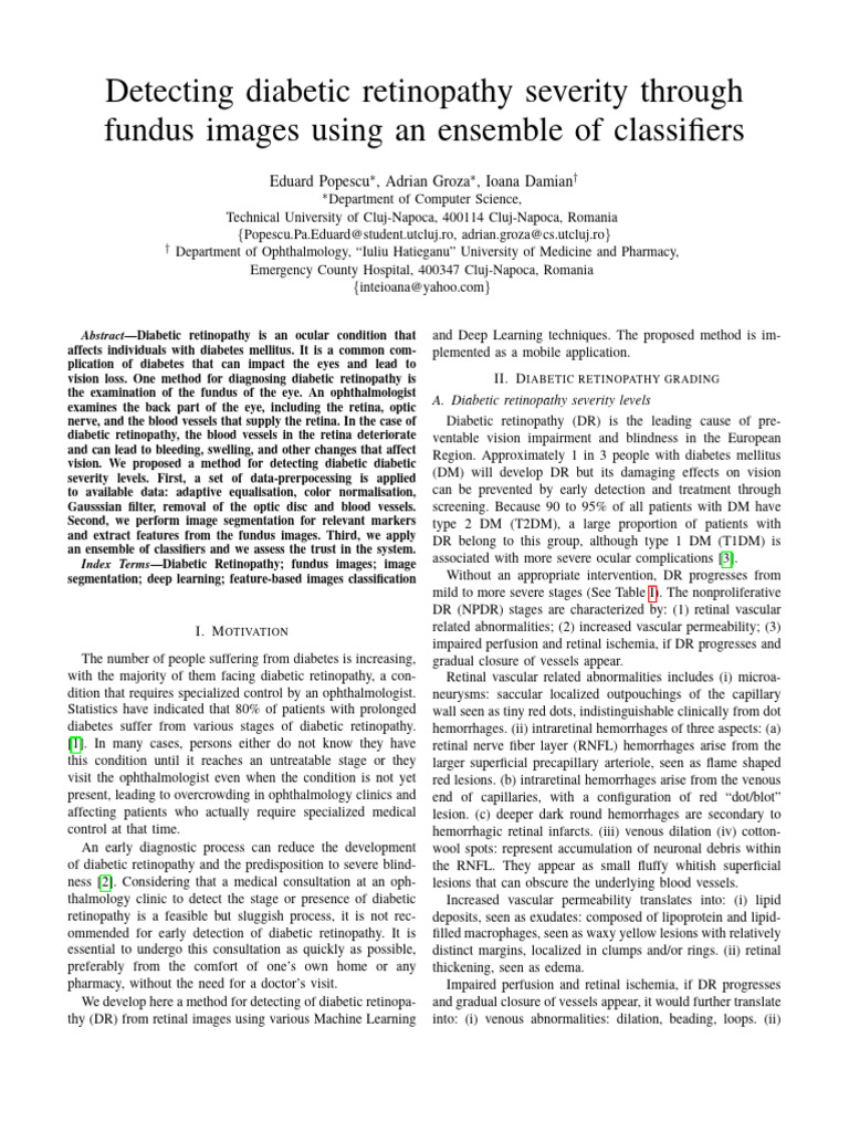 2023 - Detecting Diabetic Retinopathy Severity Through | PDF | Image Segmentation