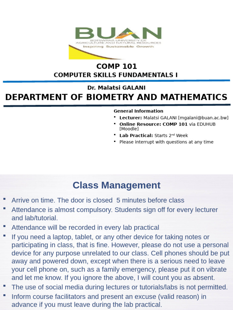 COMP 101 2024 - Lecture One | PDF | Educational Technology