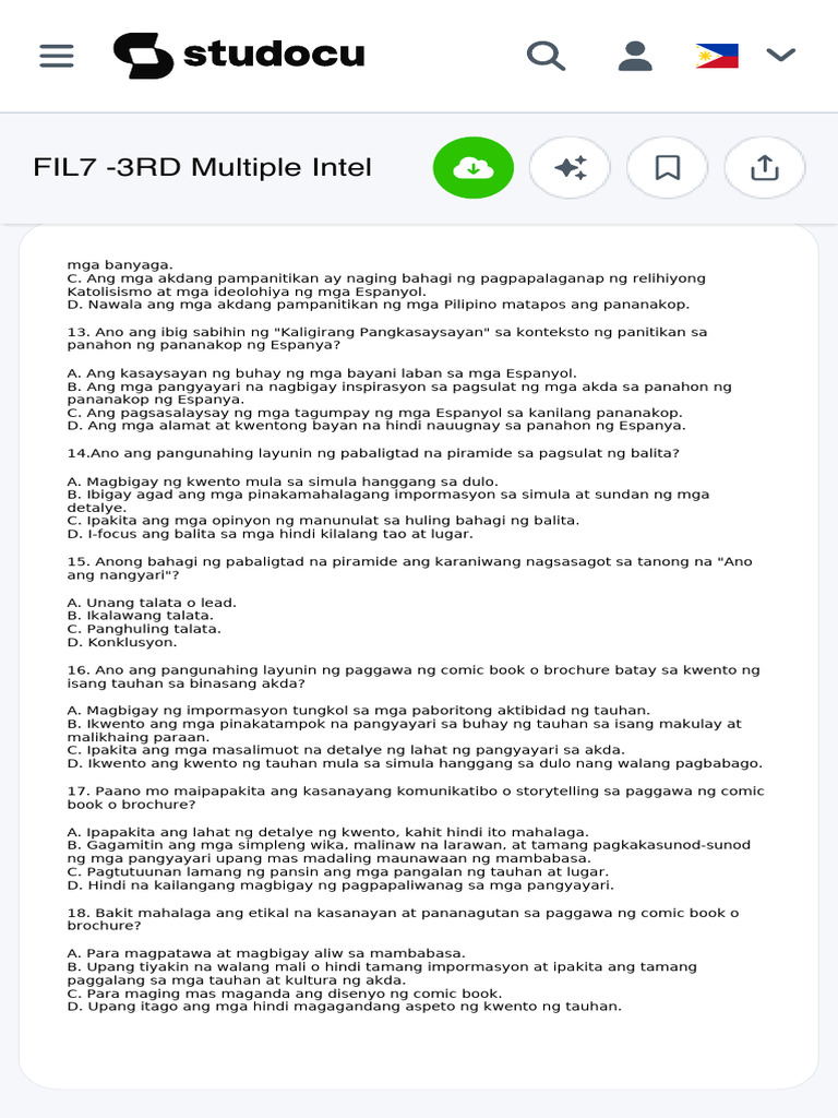 Fil7 -3rd Multiple Intel - Table of Specifications (Talaan Ng Ispesipikasyon) Third Quarter in ...