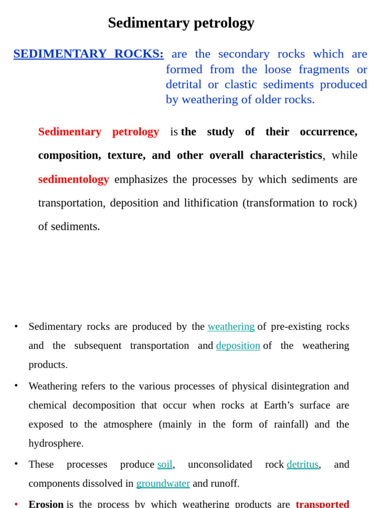 Sediment and Sedimentary Rocks | PDF | Sedimentary Rock | Clastic Rock