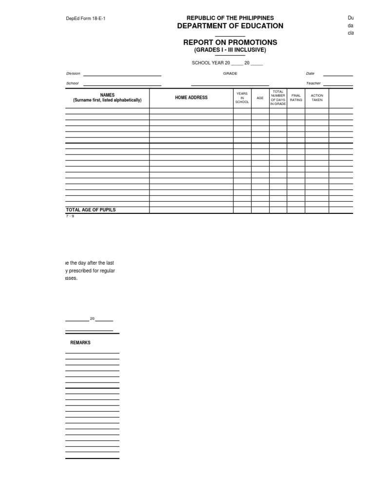 DepEd Promotion Report for Grades I-III | PDF | Finance & Money ...