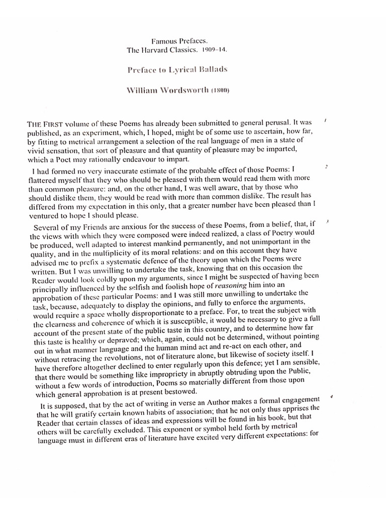 Preface To Lyrical Ballads | PDF