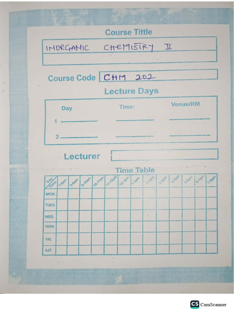 CHM 202 Comr. Ovie Gideon Notebook. | PDF