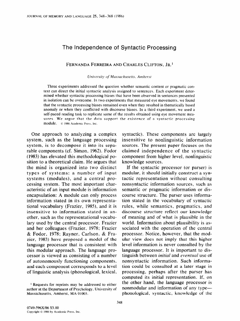 1_Ferreira_Clifton_1986_IndependenceSyntacticProcessing_JML | PDF ...
