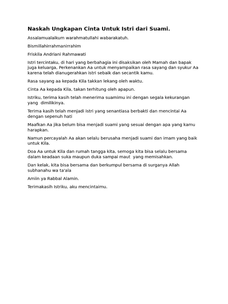 Naskah Ungkapan Cinta Suami & Istri | PDF