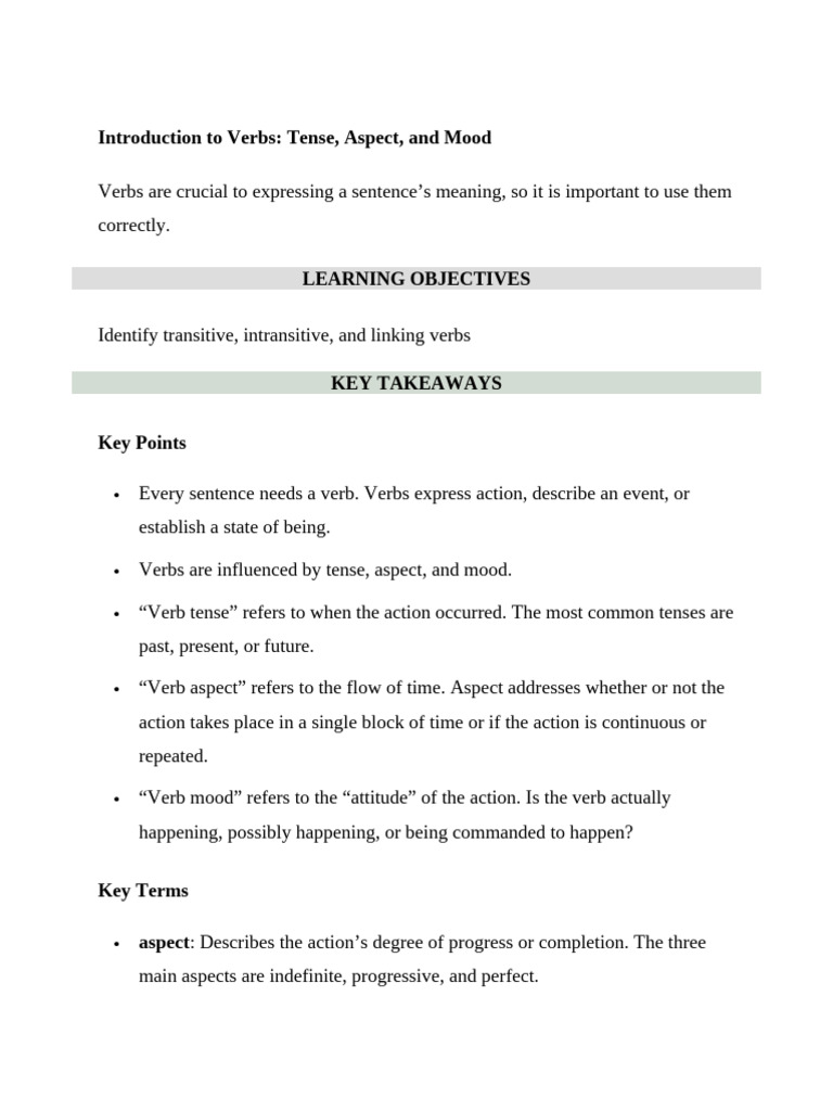 Tense, Aspect and Mode | PDF | Grammatical Tense | Verb