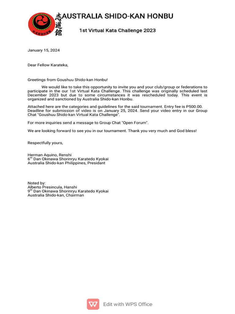 1st Virtual Kata Challenge | PDF | Shotokan | Japanese Martial Arts