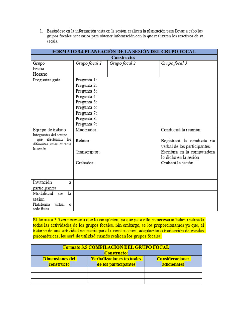 Items Formato Elaboracion | PDF | Grupo de enfoque | Cognición