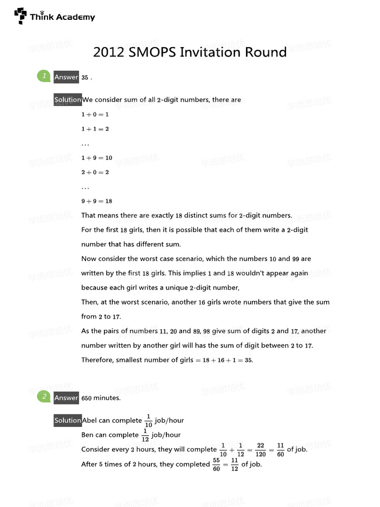 2012 SMOPS Invitation Round-1 | PDF