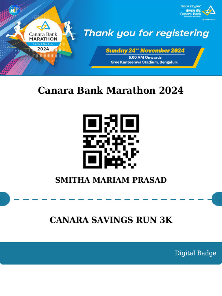 Smitha Mariam Prasad - Canara Bank Marathon 2024 | PDF