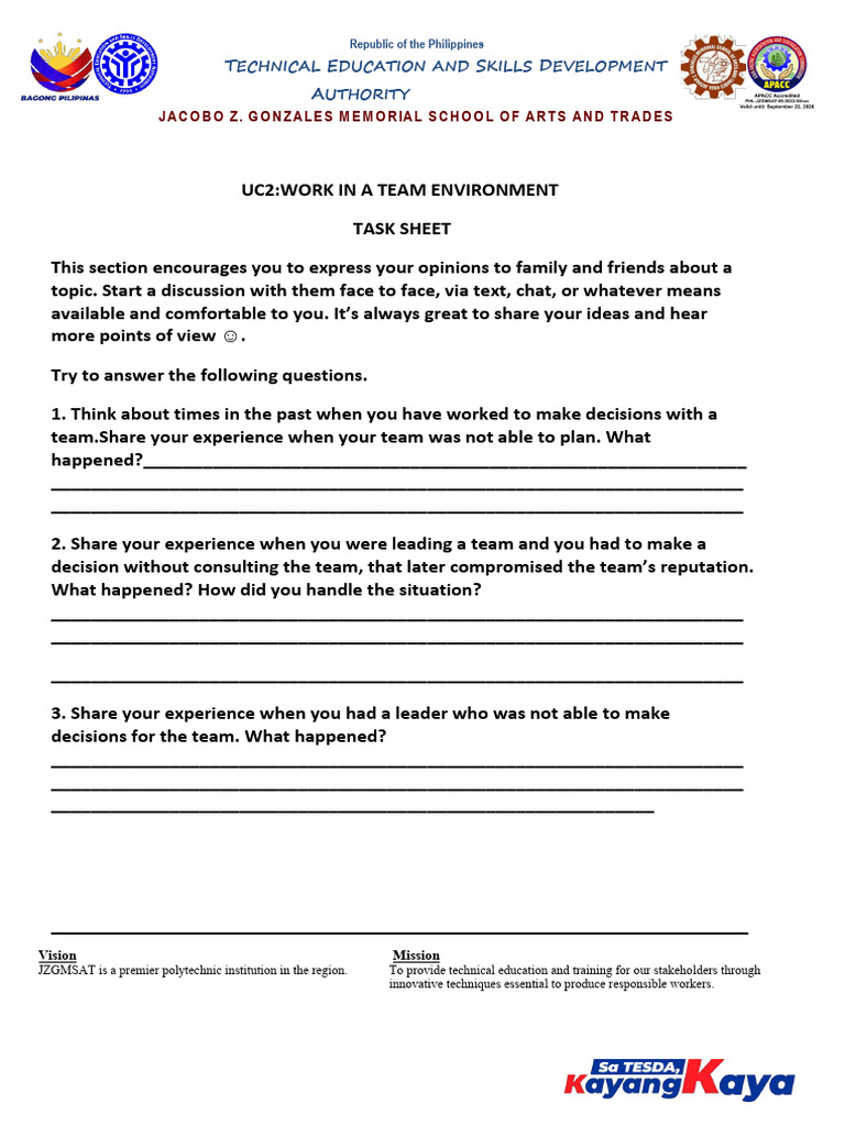 Teamwork Experience Reflection Guide | PDF