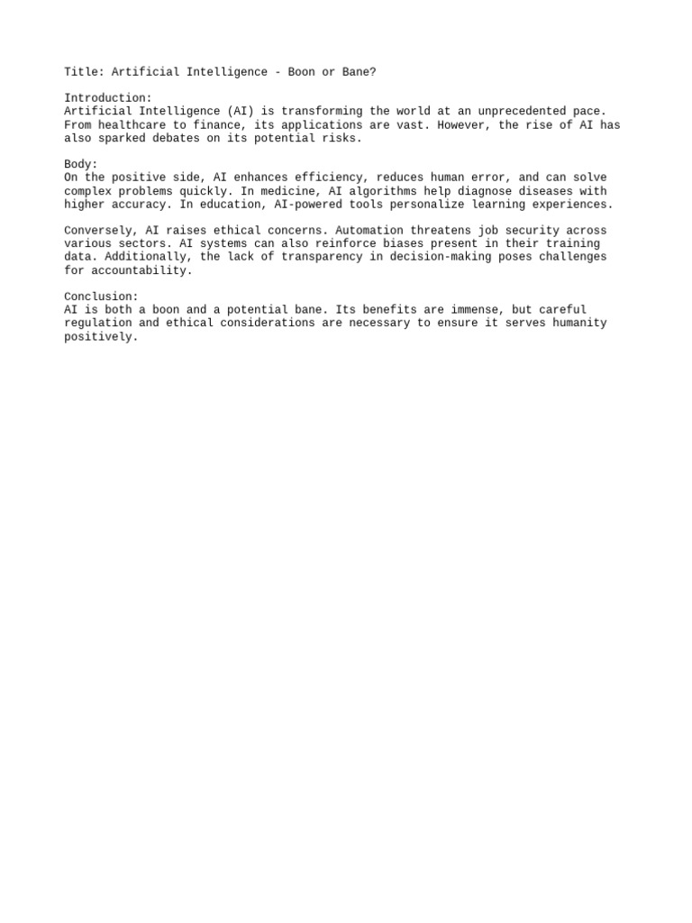 Artificial Intelligence - Boon or Bane | PDF