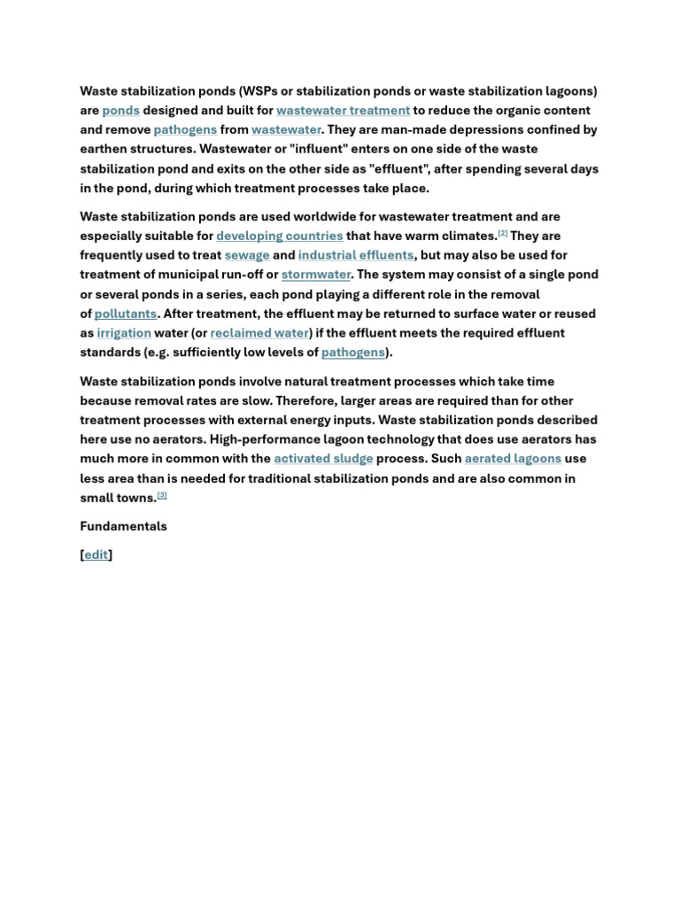 Waste stabilization pond | PDF | Systems Ecology | Environmental Technology