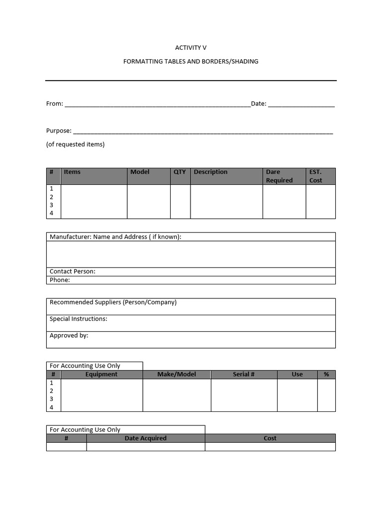 Formatting Tables and Borders Guide | PDF