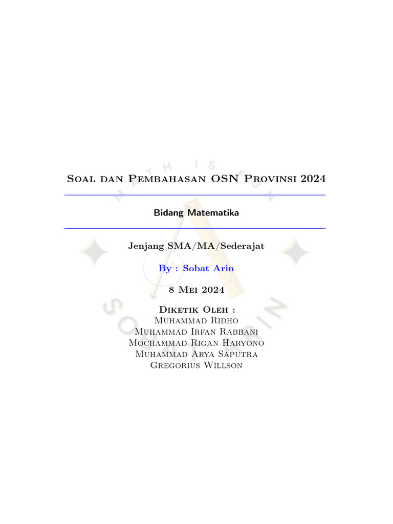 Soal Dan Pembahasan OSNP Matematika SMA 2024 (1) | PDF