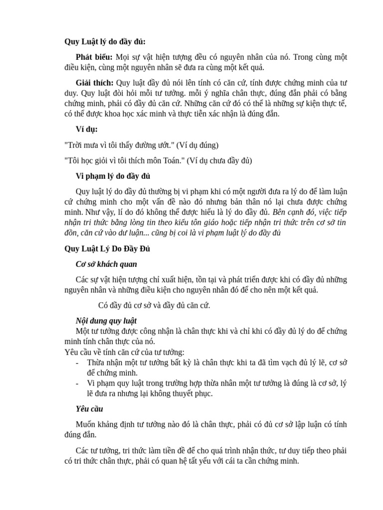 Quy Luật Lý Do Đầy Đủ | PDF