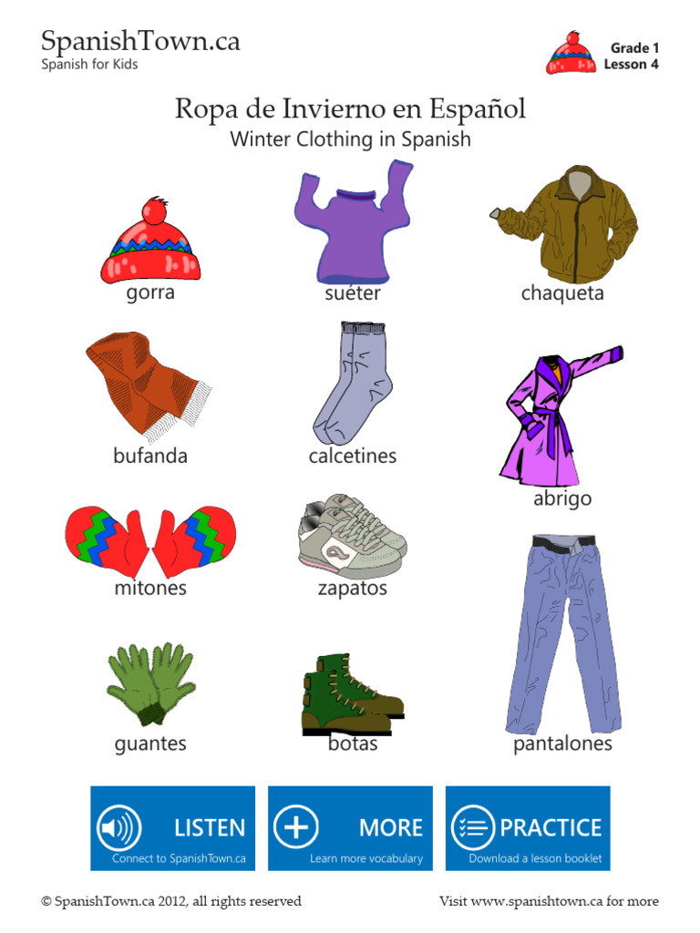 04winter Clothing Vocabulary Sheet | PDF