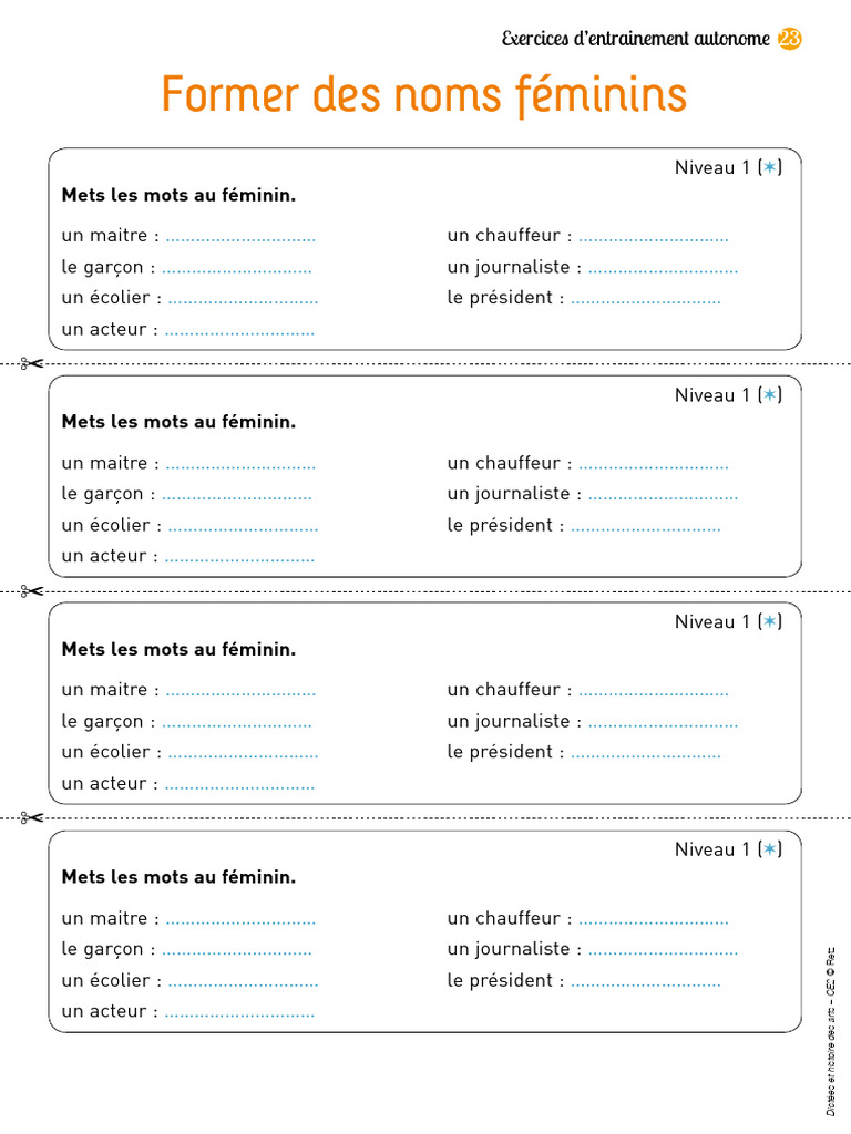 Formation des noms féminins CE2 | PDF