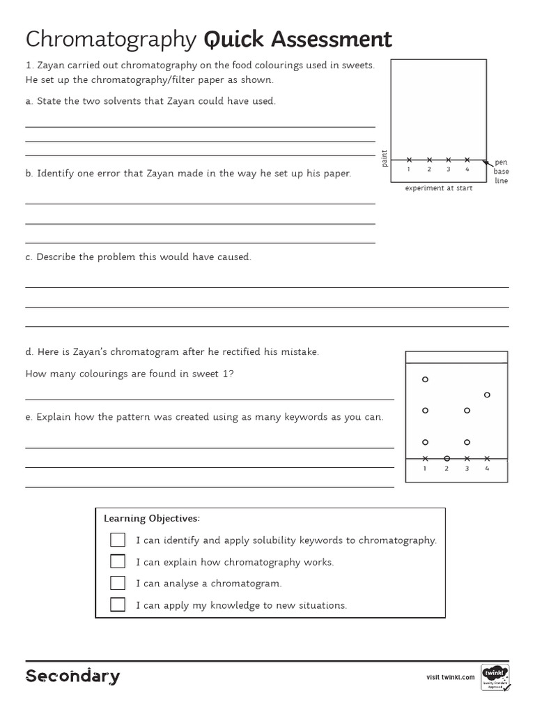 Chromatography Quick Assessment | PDF | Chromatography | Mixture