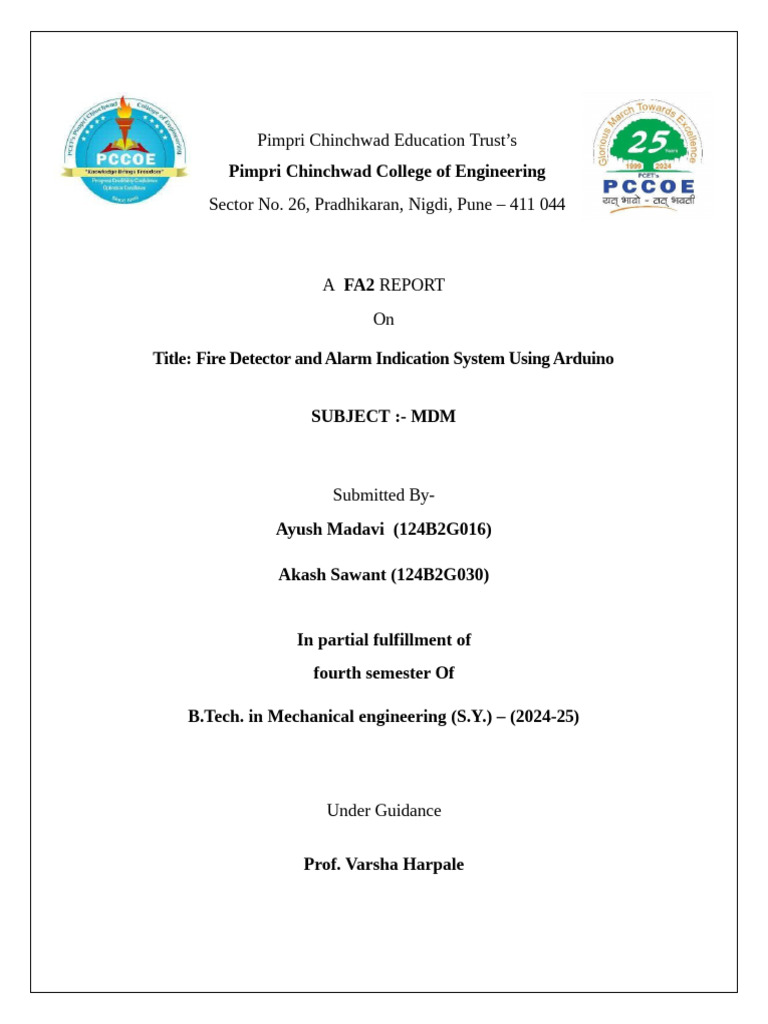 mdm fa 2 Fire Detector and Alarm Indication System Using Arduino | PDF ...