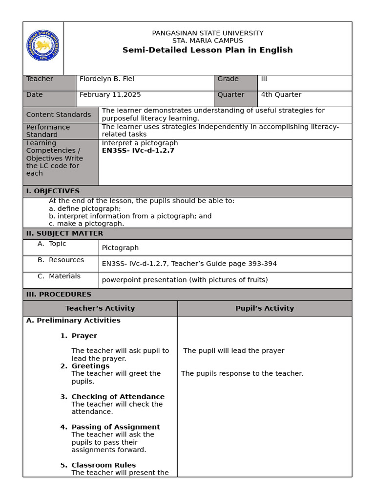 ESP-Lesson-1 | PDF | Teachers | Lesson Plan