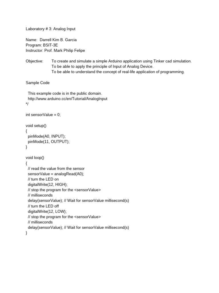 Laboratory # 3_ Analog Input | PDF