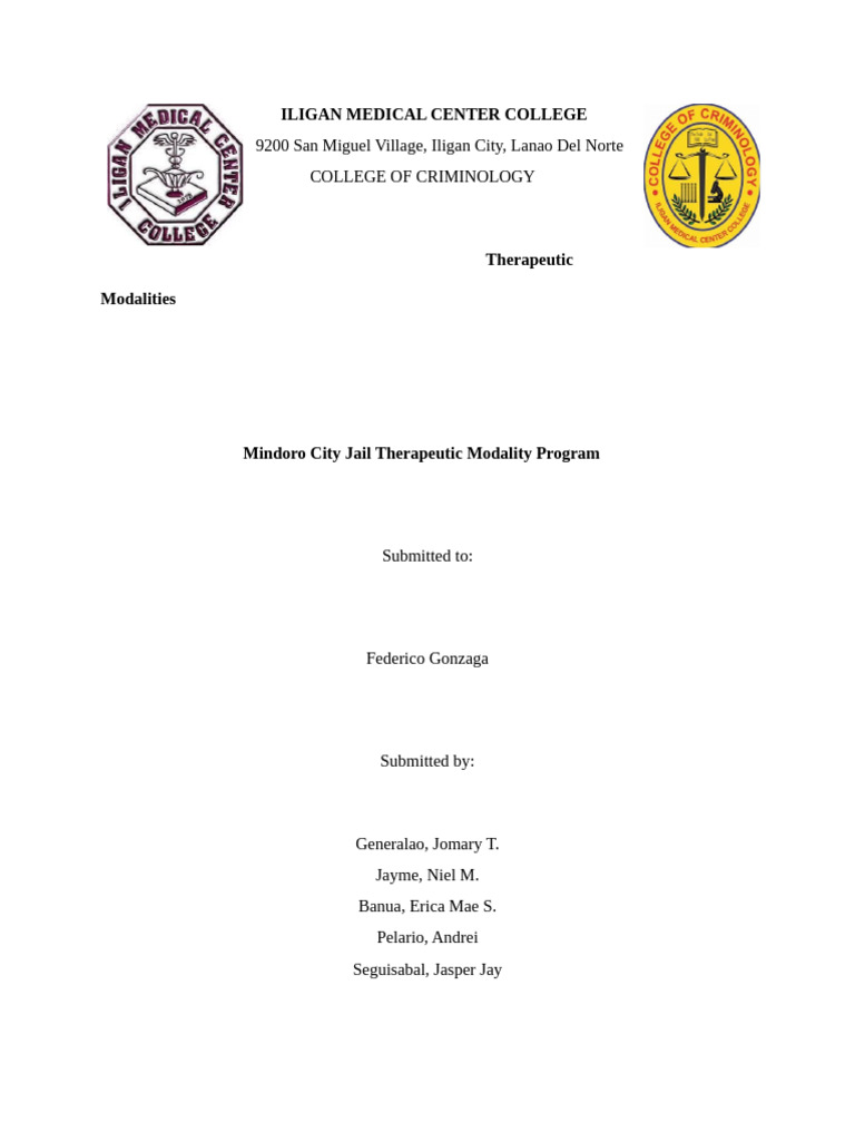 Research About Mindoro City Jail Therapeutic Modality Program | PDF
