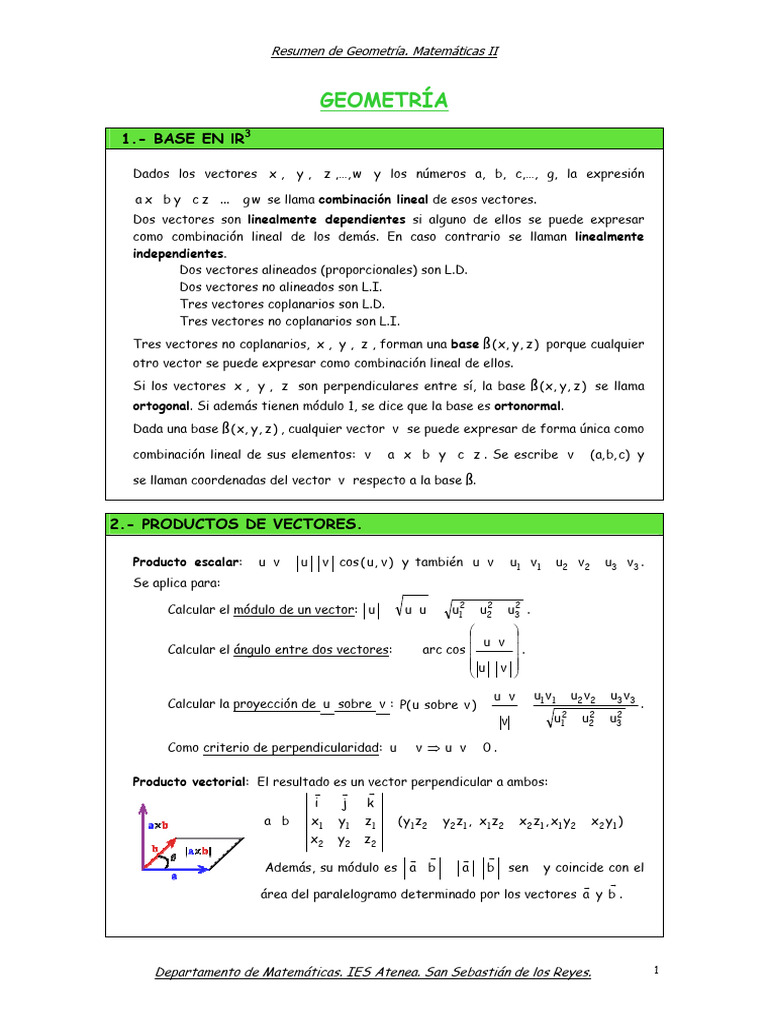 Esquemas Geometría | PDF | Vector Euclidiano | Base (álgebra lineal)