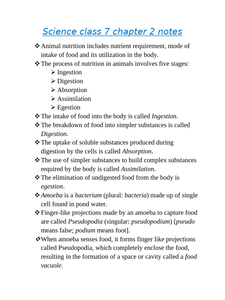 Nutrition in Animals - Class 7 Notes | PDF | Digestion | Tooth